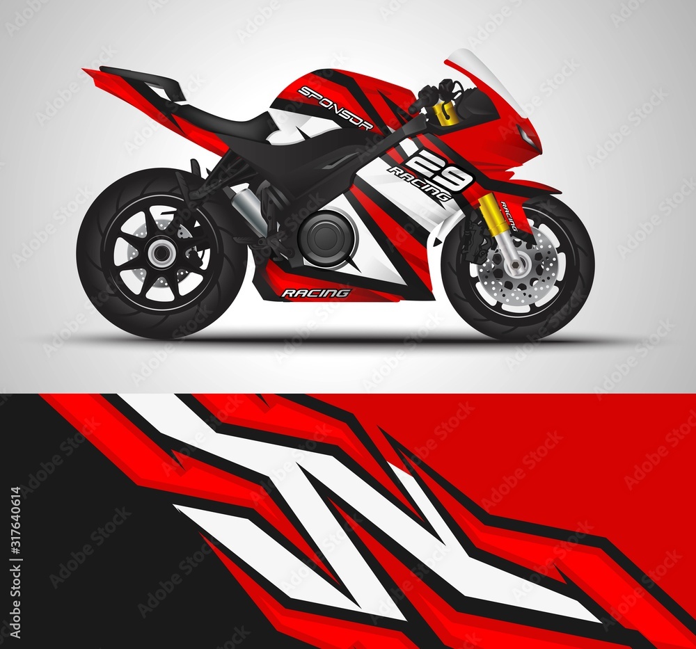 Racing motorcycle wrap decal and vinyl sticker design. Concept graphic ...