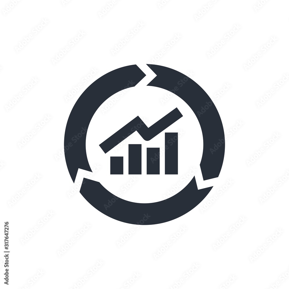 Growth chart. Update Report graph or Sales growth sign. Analysis and ...