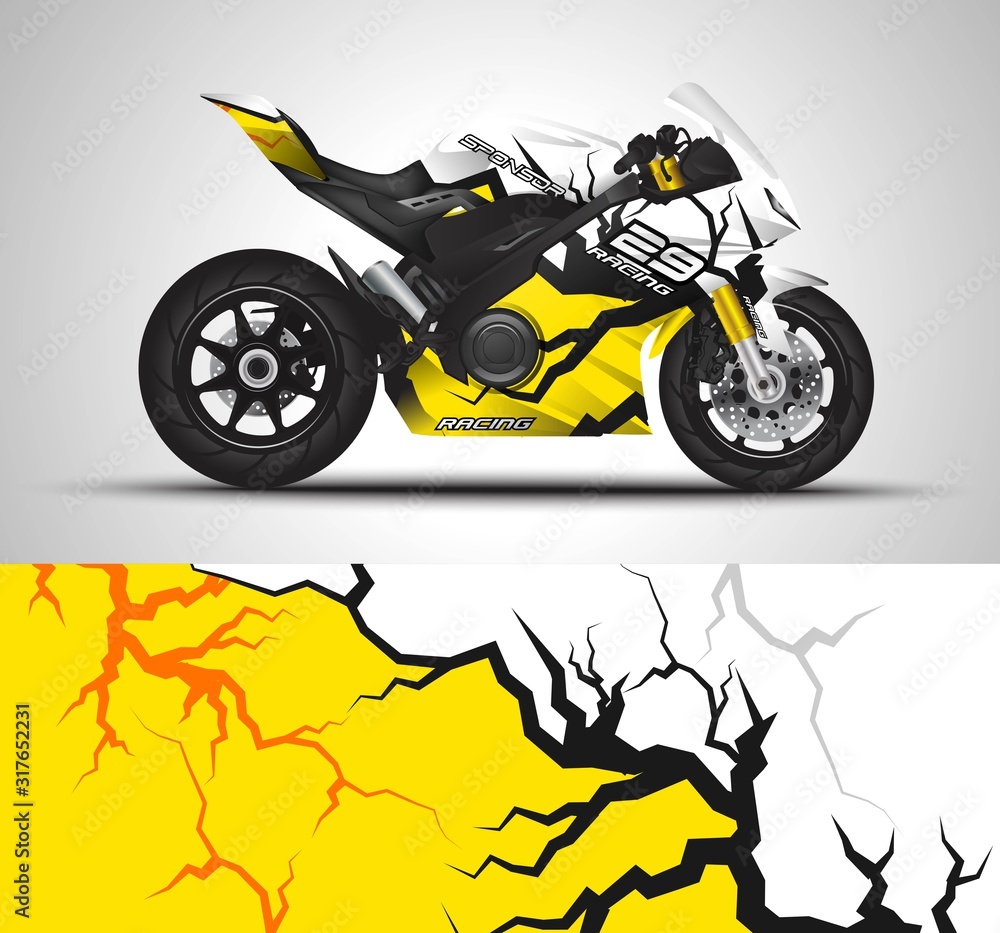 Racing motorcycle wrap decal and vinyl sticker design. Concept graphic ...