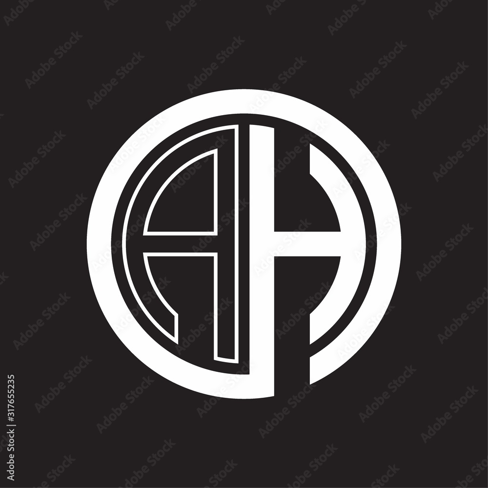 AH Logo with circle rounded negative space design template Stock Vector ...