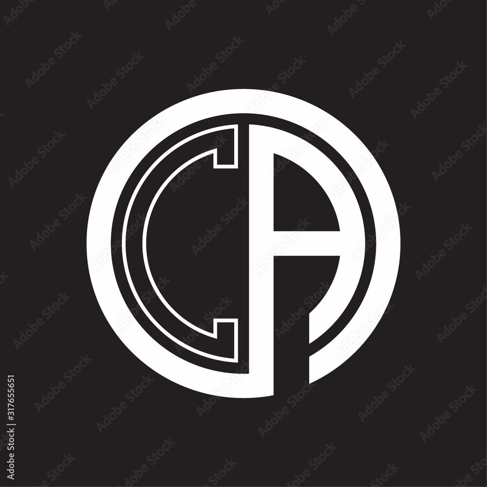 CA Logo with circle rounded negative space design template Stock Vector ...