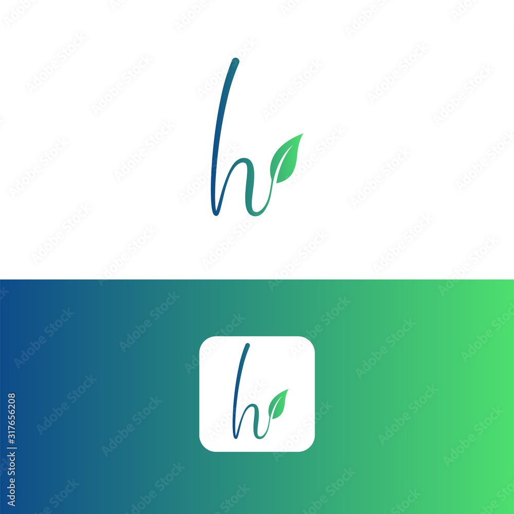 letter H and leaf logo vector, Eco Logo Design. Letter H Vector Stock ...