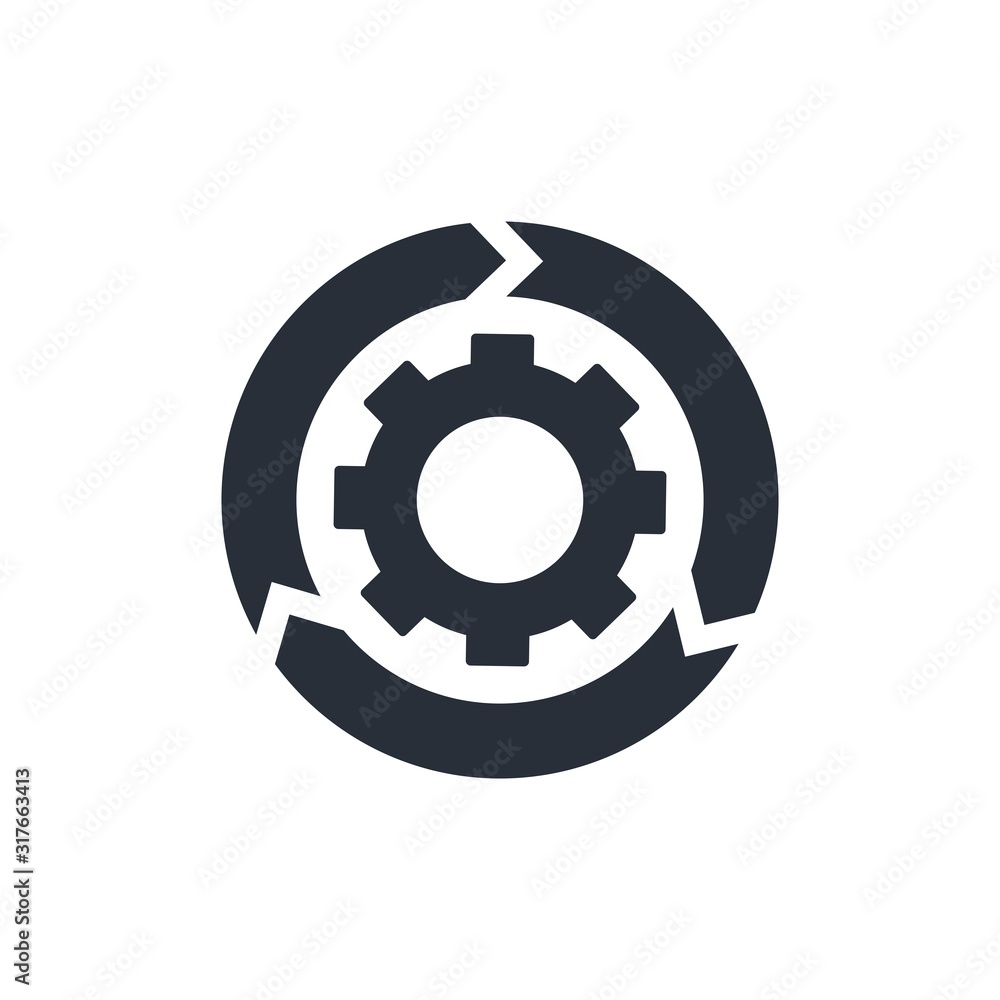 Agile process . Gear, arrow, circle, cycle. Agile development concept ...