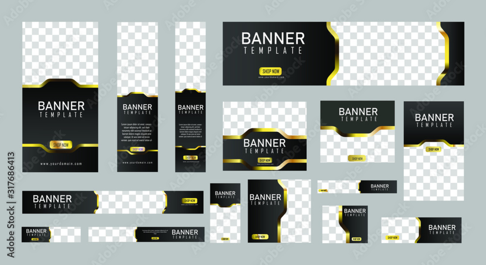 set of creative web banners of standard size with a place for photos ...
