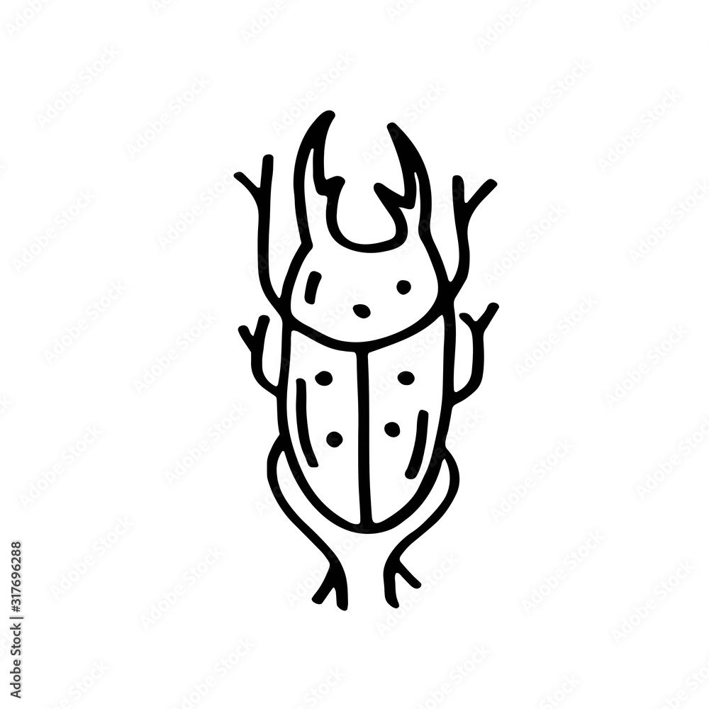 Bug, insect hand drawn doodle vector line art illustration, sticker ...