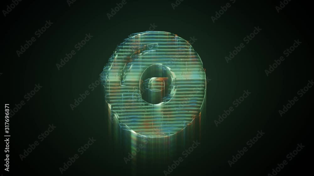 3d rendering glowing hologram of symbol of circle CD disc distorted ...