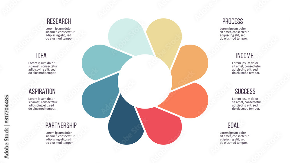 Business infographics. Chart with 8 parts, steps. Vector template ...