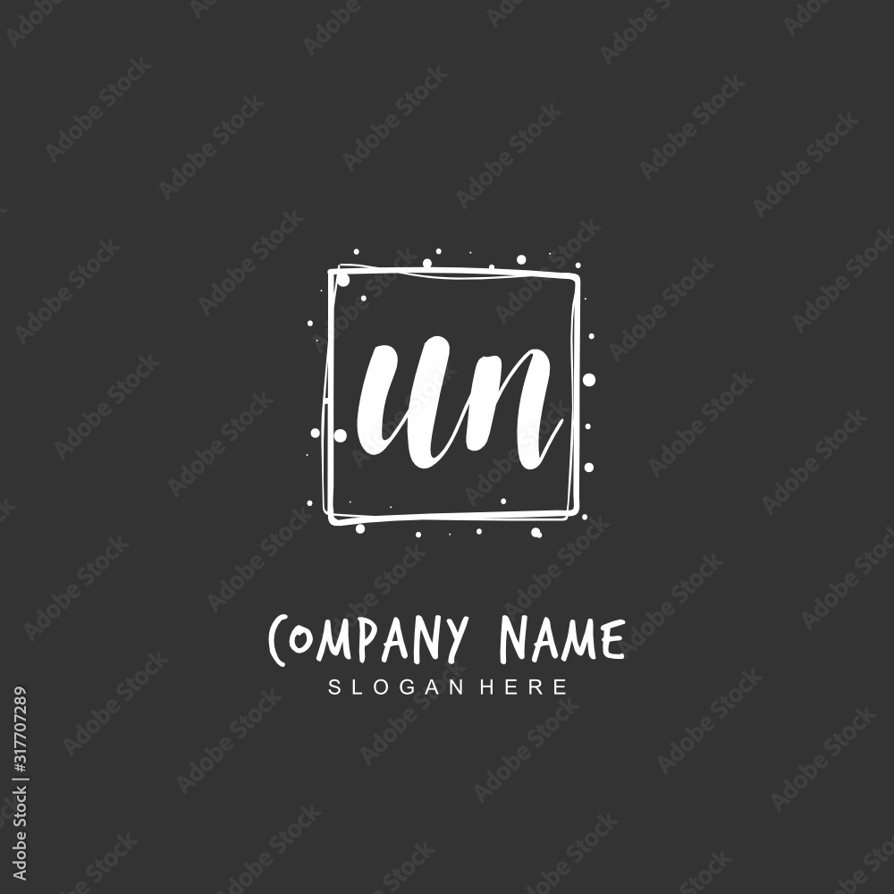 Handwritten initial letter U N UN for identity and logo. Vector logo ...