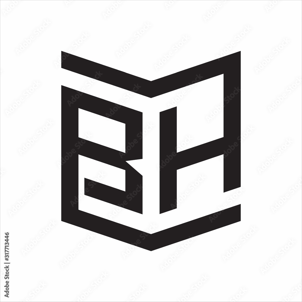 BH Logo Emblem Monogram With Shield Style Design Template Isolated On ...