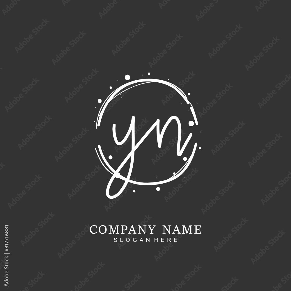 Handwritten initial letter Y N YN for identity and logo. Vector logo ...