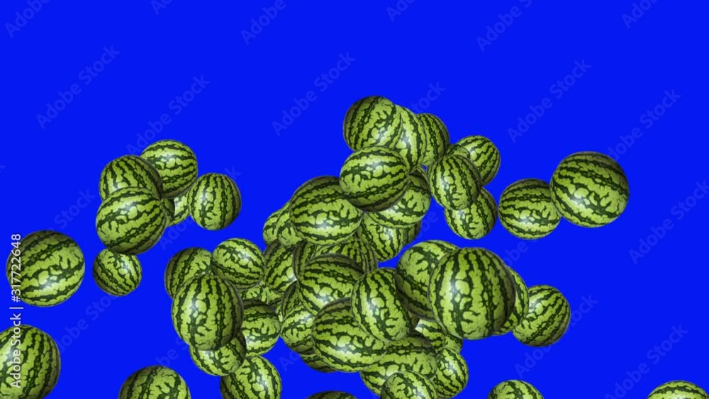 group of melons animation transition on green screen chroma key Stock ...