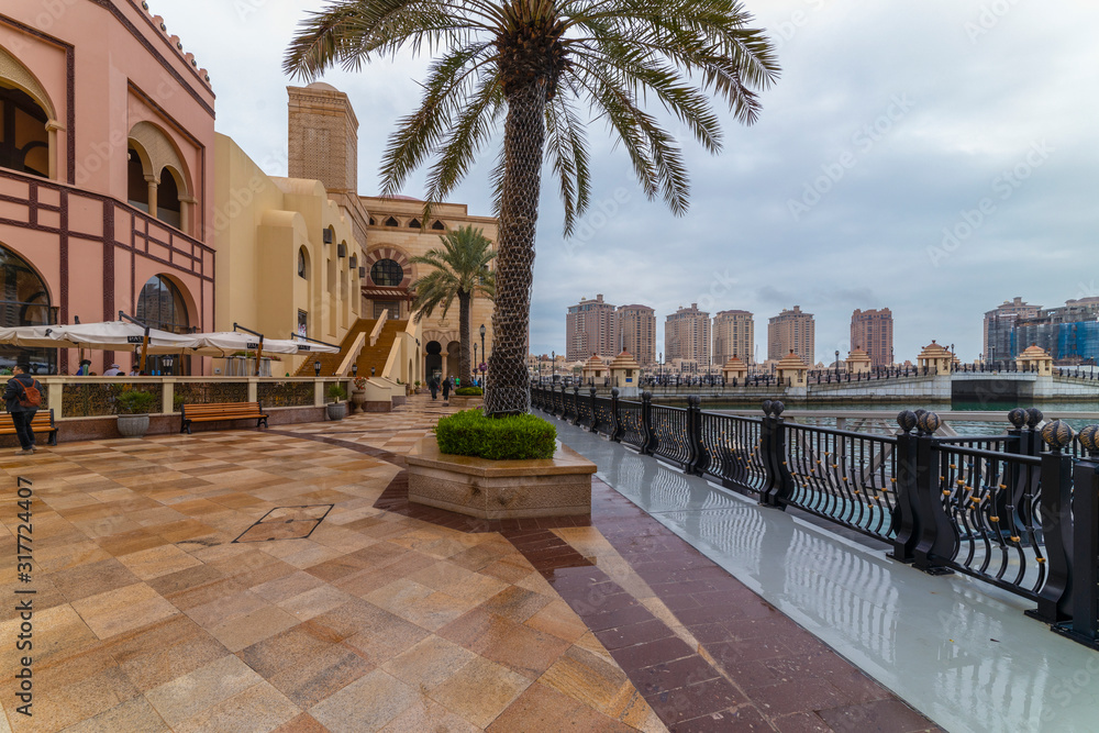 Doha, Qatar - July 10 2020: Pearl-Qatar district. Architecture ...