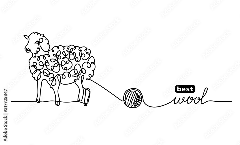 Sheep best, finest wool. Vector label design, simple background. One ...