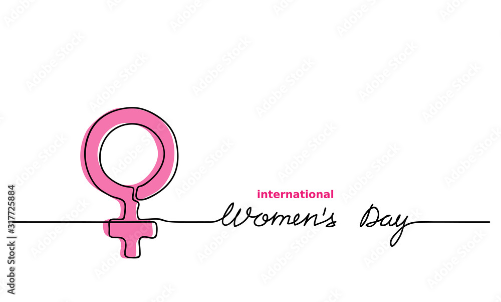 Woman pink symbol, sign. International women's day. Simple ...