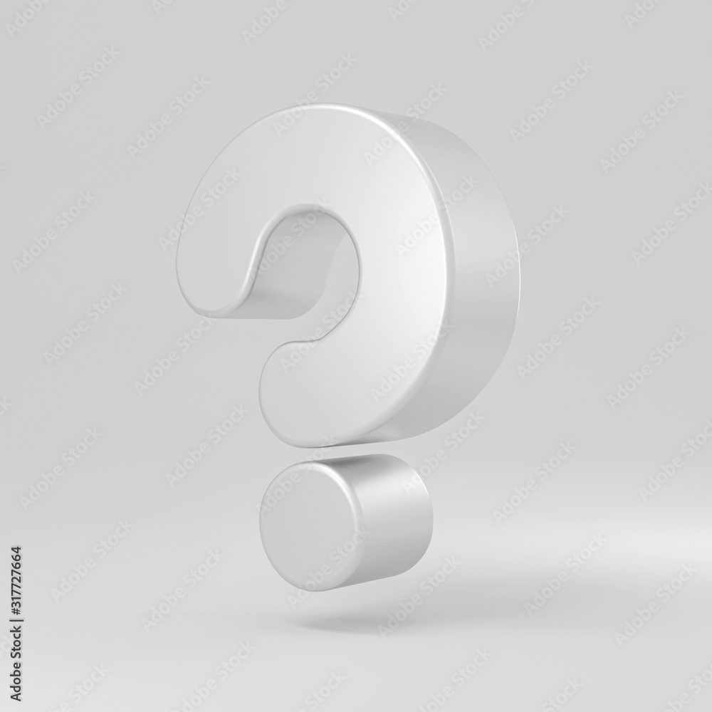 Silver question mark symbol isolated on gray background with clipping ...