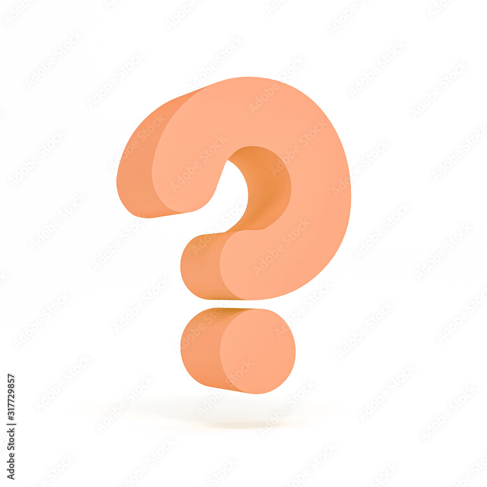 Orange question mark symbol isolated on white background with clipping ...