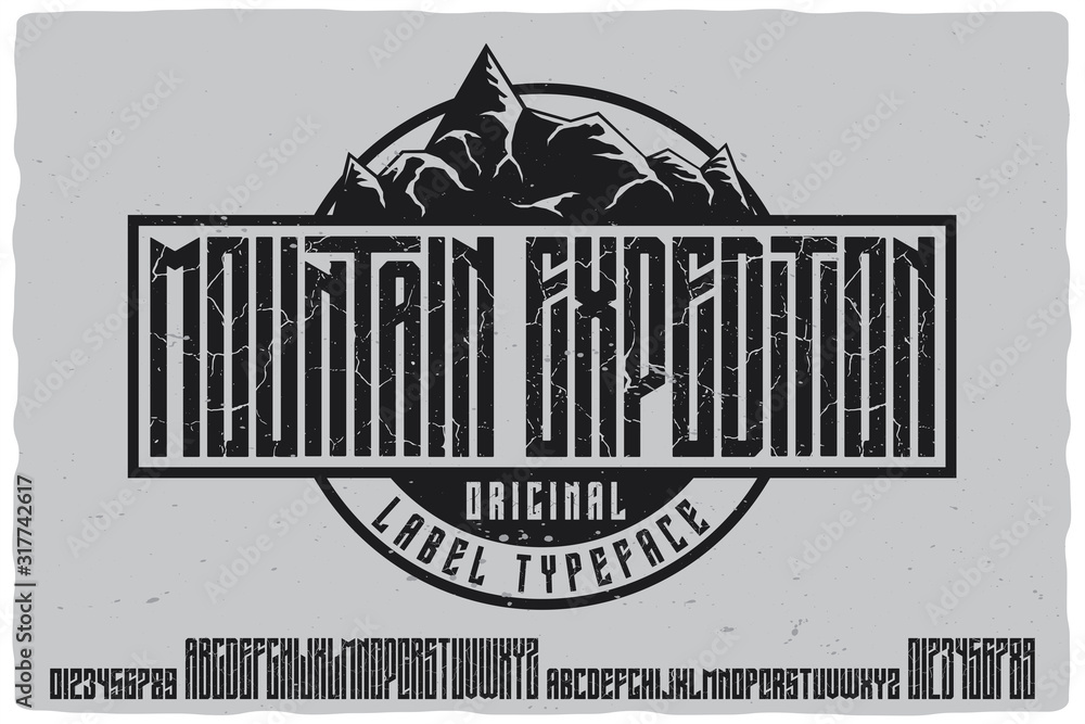 Vintage label font named Mountain Expedition. Strong typeface with two ...