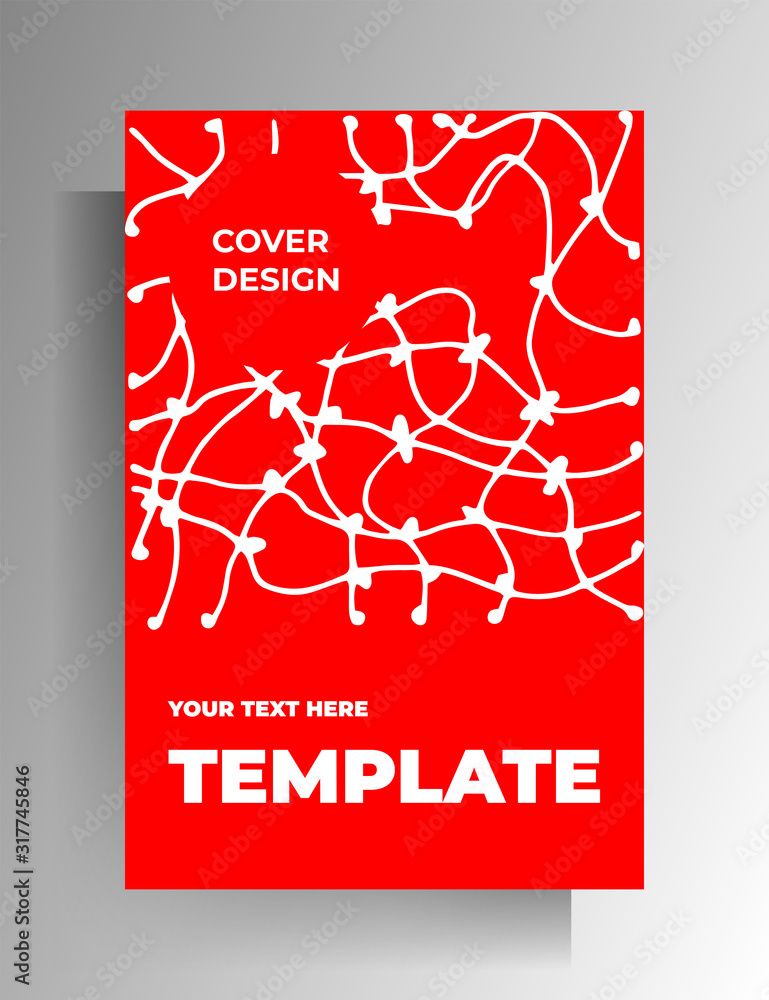Cover template design. White and red minimalistic illustration with ...