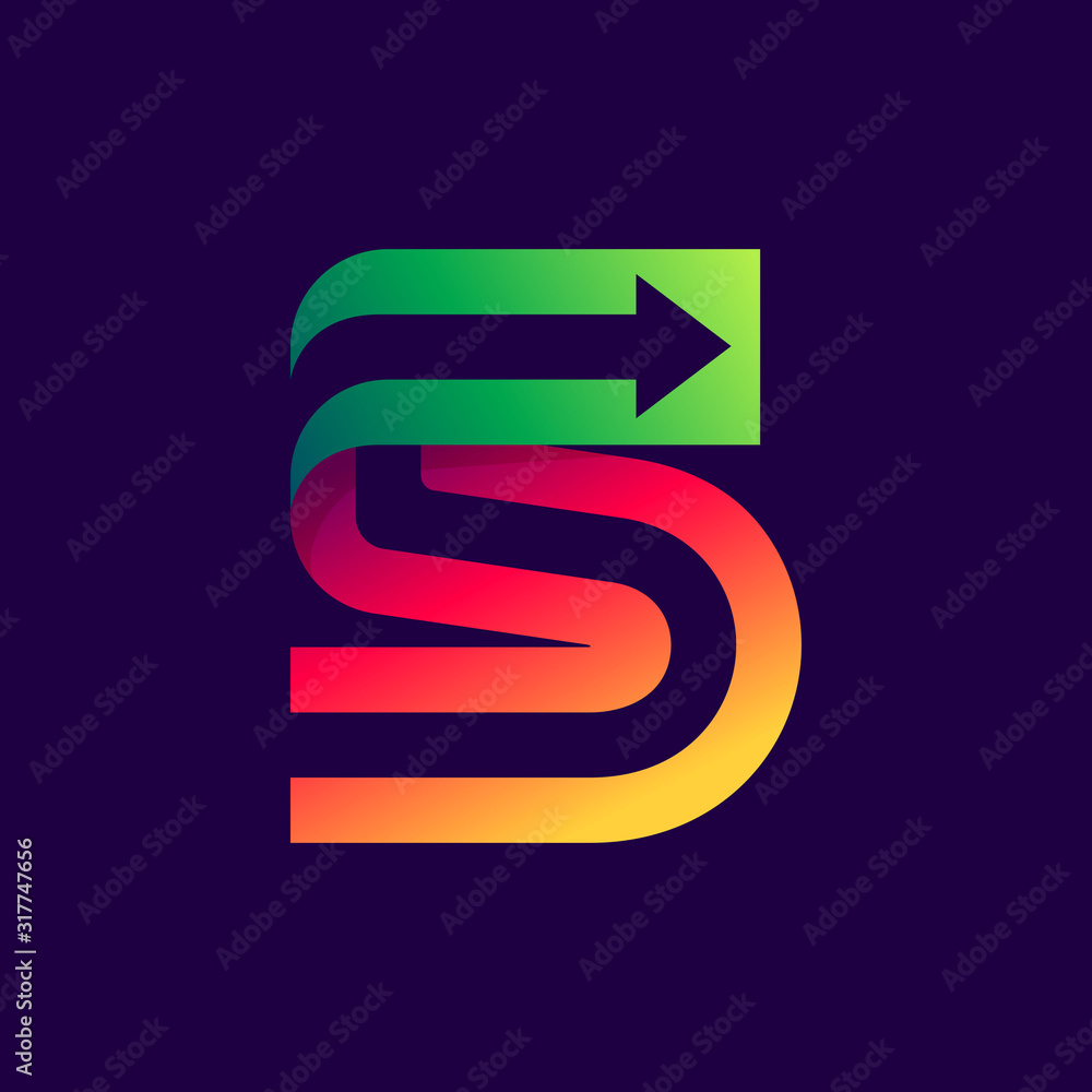 Number five logo with arrow inside. Stock Vector | Adobe Stock