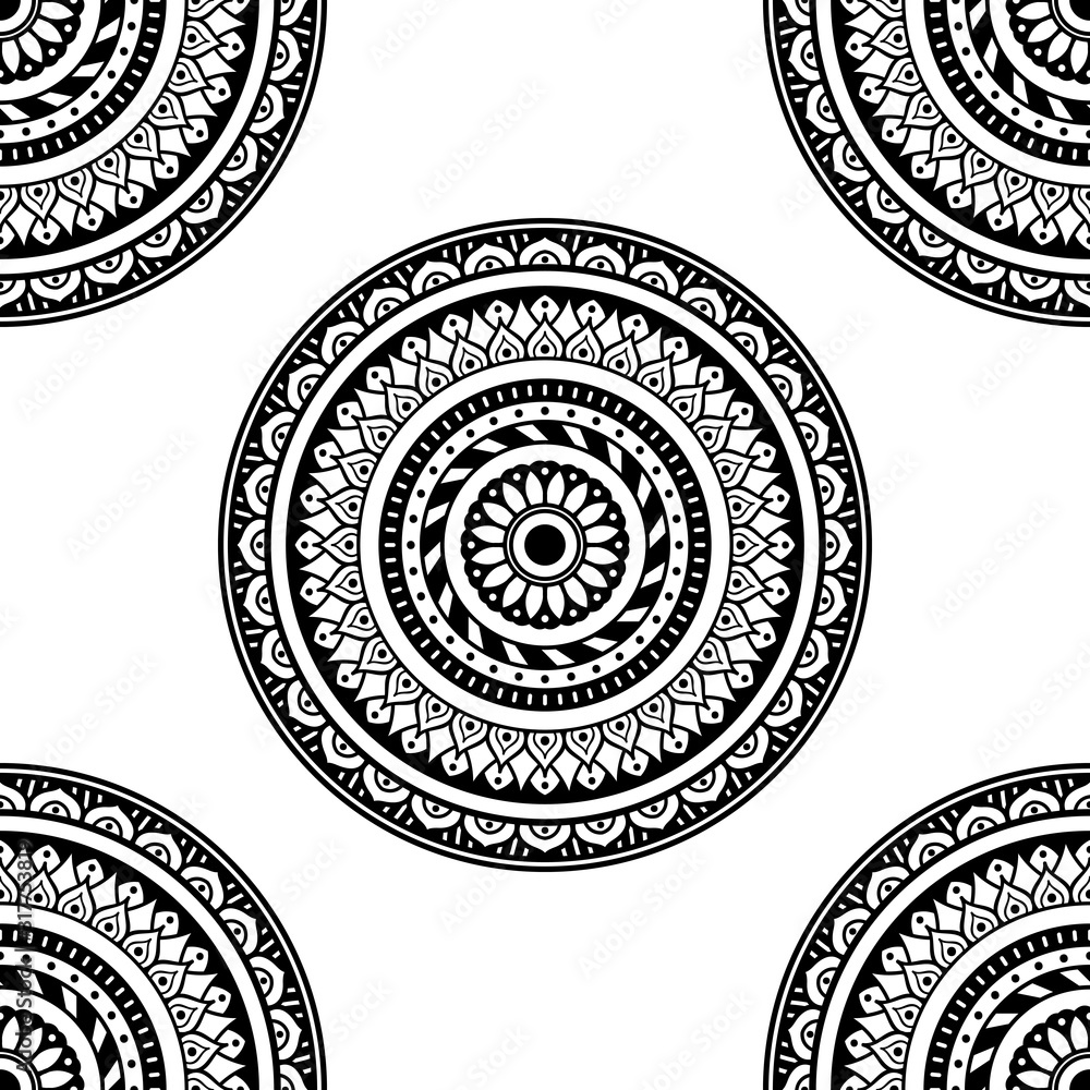 Decorative hand-drawn round pattern in the form of a mandala for laser ...