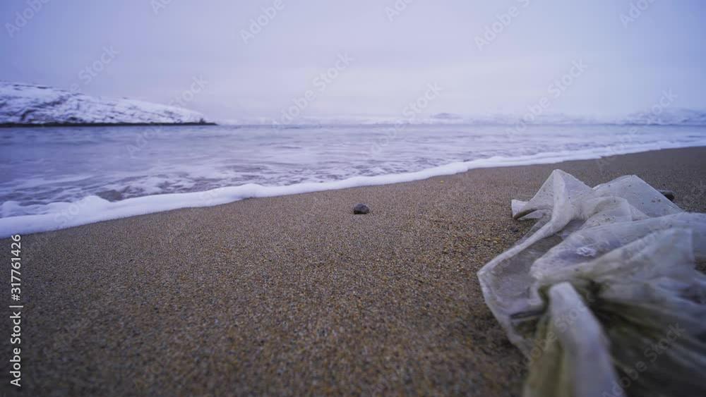 Arctic ocean pollution concept. Plastic pollution trash on the ocean ...