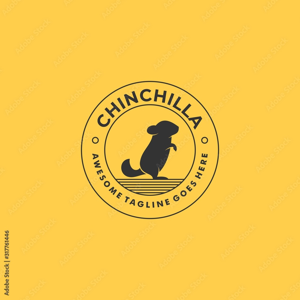 Vector Logo Illustration Chinchilla Stands Vintage Badge Stock Vector ...