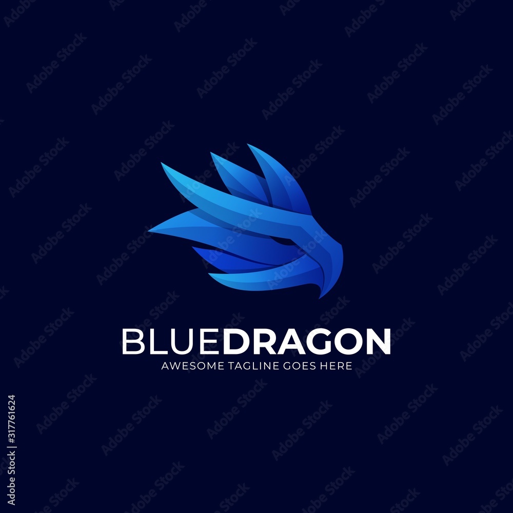 Vector Logo Illustration Blue Dragon Gradient Colorful Stock Vector ...