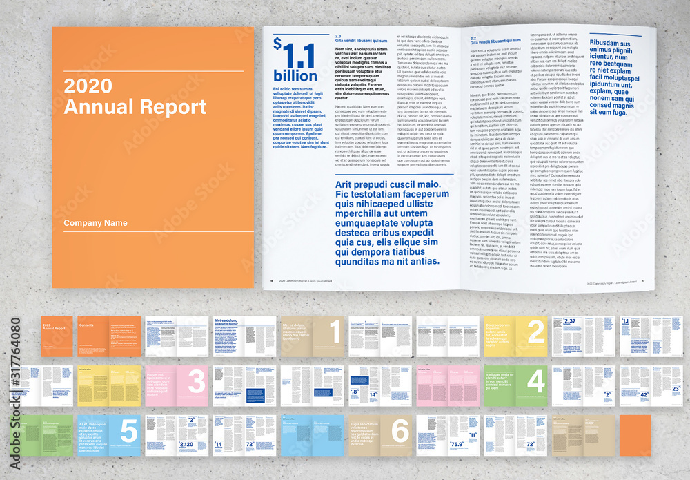 Minimalist Business Annual Report with Blue Accents Brochure Stock ...