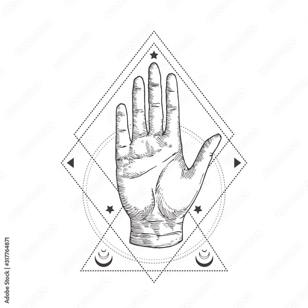 Abstract Occult Symbol, Vintage Style Logo or Tattoo Template. Hand ...