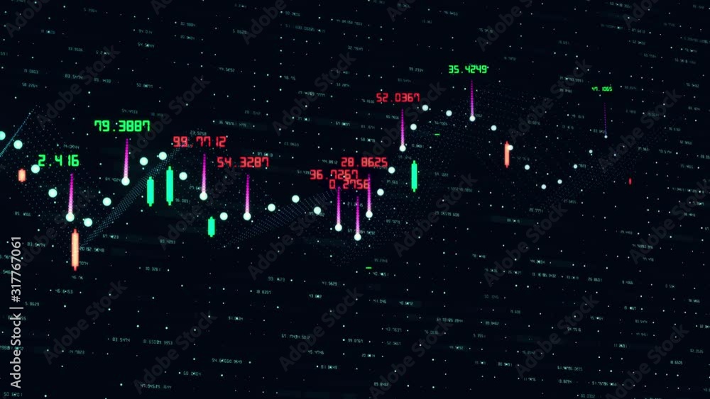 Abstract currency rate chart looped animated blue backdrop. Table and ...