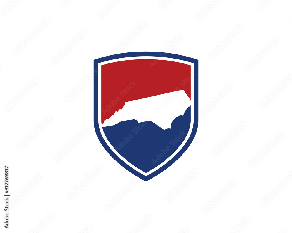 North Carolina Map and Shield Logo Icon Template 001 Stock-Vektorgrafik ...