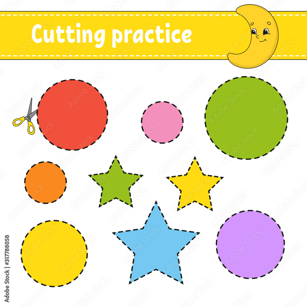 Cutting practice for kids. Education developing worksheet. Activity ...