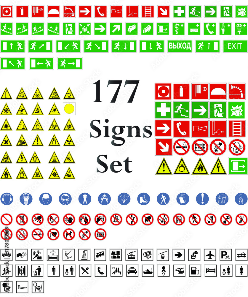 fire safety signs set .vector illustration Stock Vector | Adobe Stock