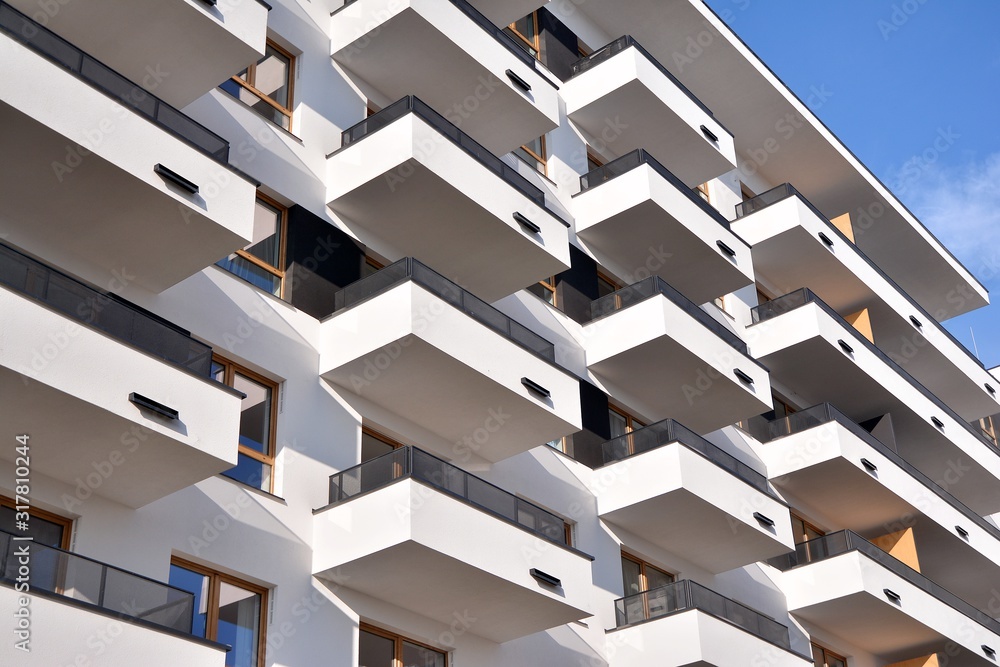 Modern and new apartment building. Multistoried, modern, new and ...