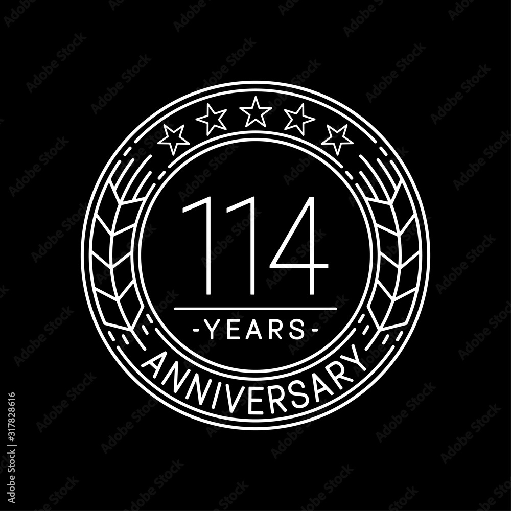 114 years anniversary logo template. 114th line art vector and ...