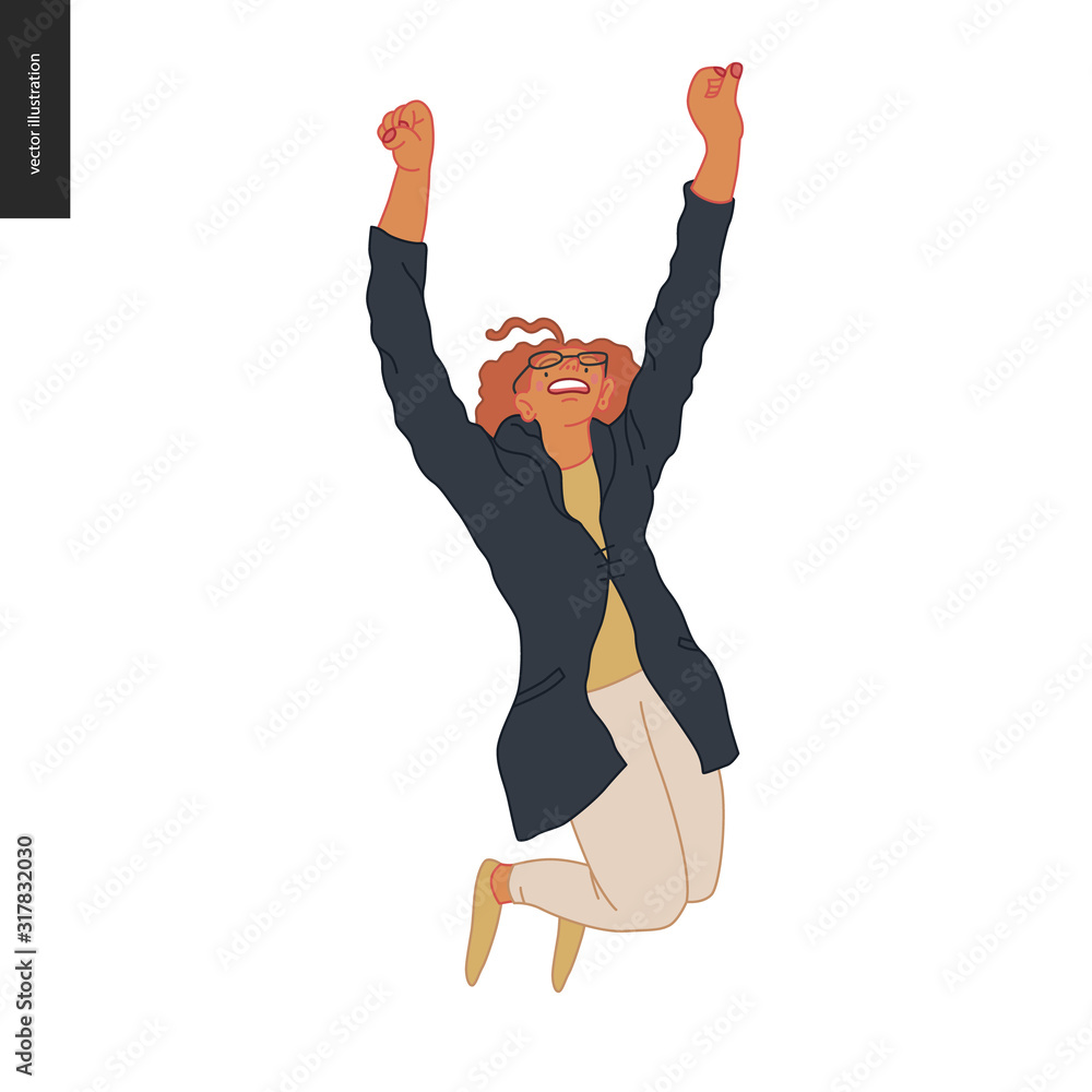 Happy Business Woman Jumping