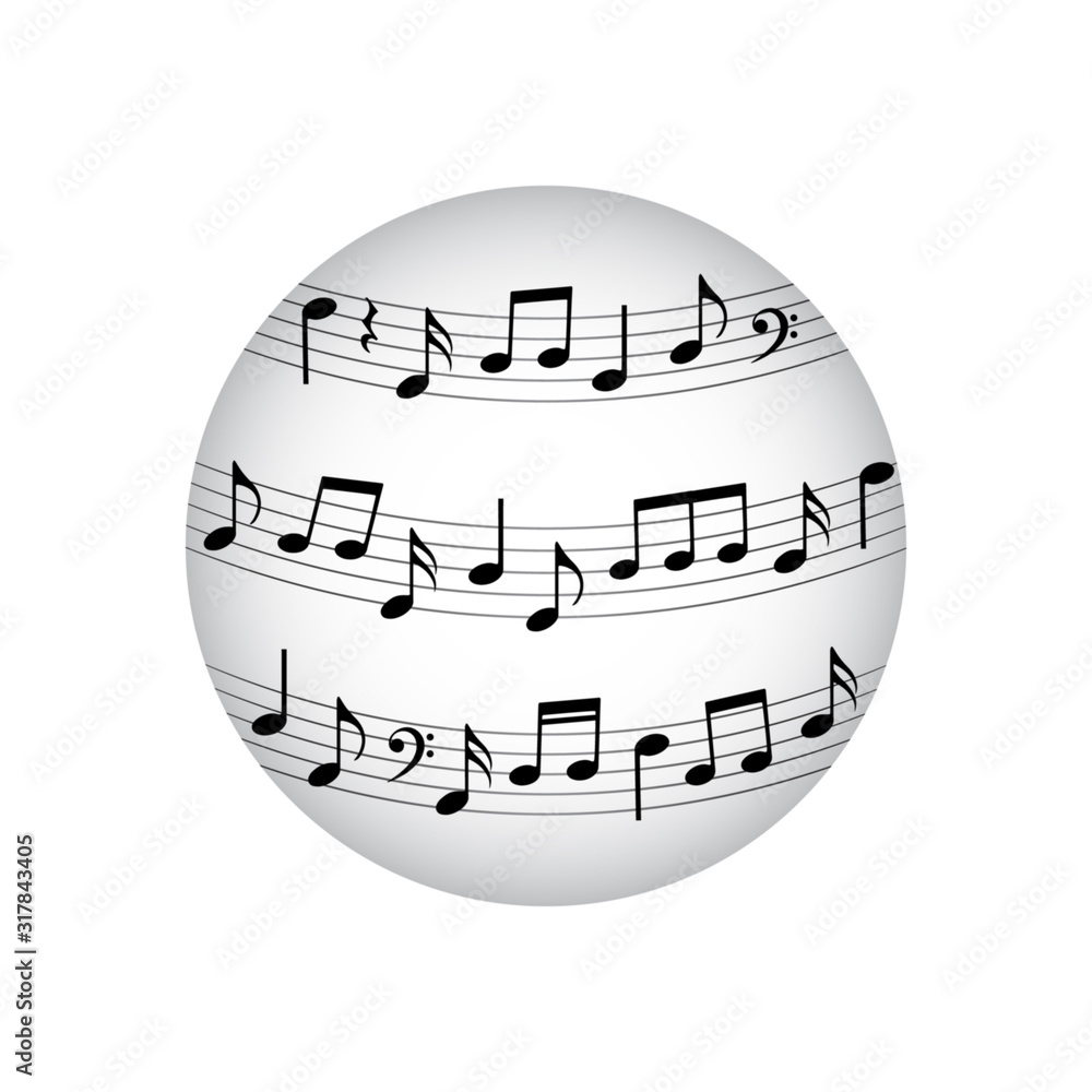 Music notes and symbols on white circle, vector illustration. Stock ...