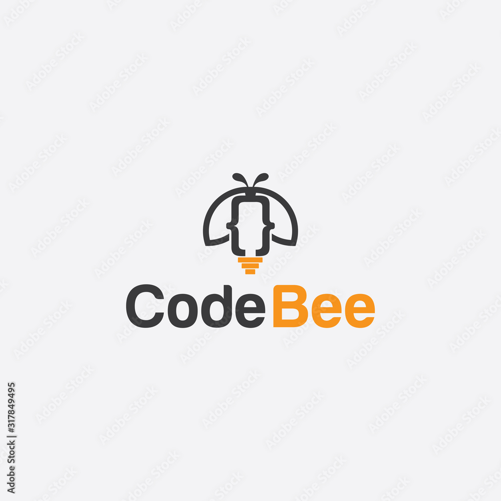 code bee logo illustration design template isolated on white background ...