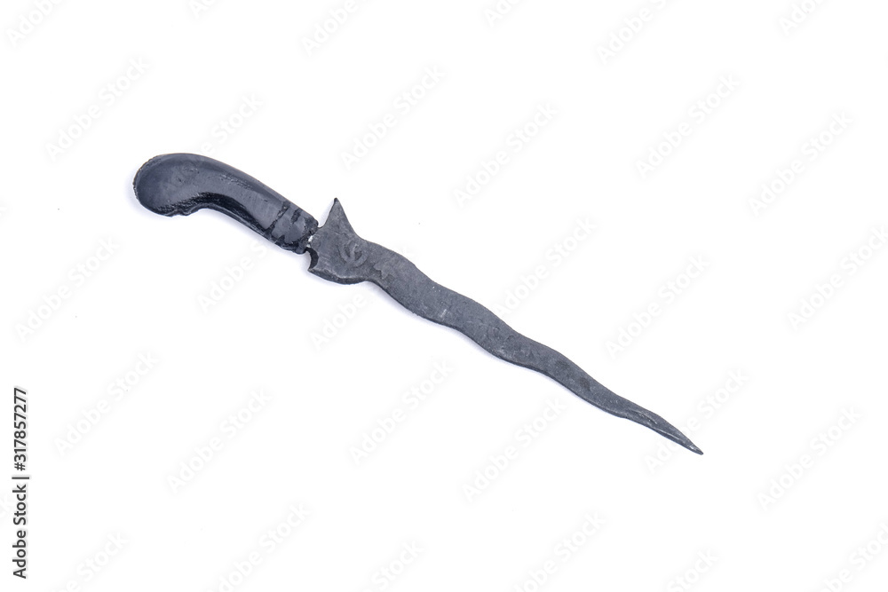 A picture of Malay dagger called "keris" on white background. It is ...