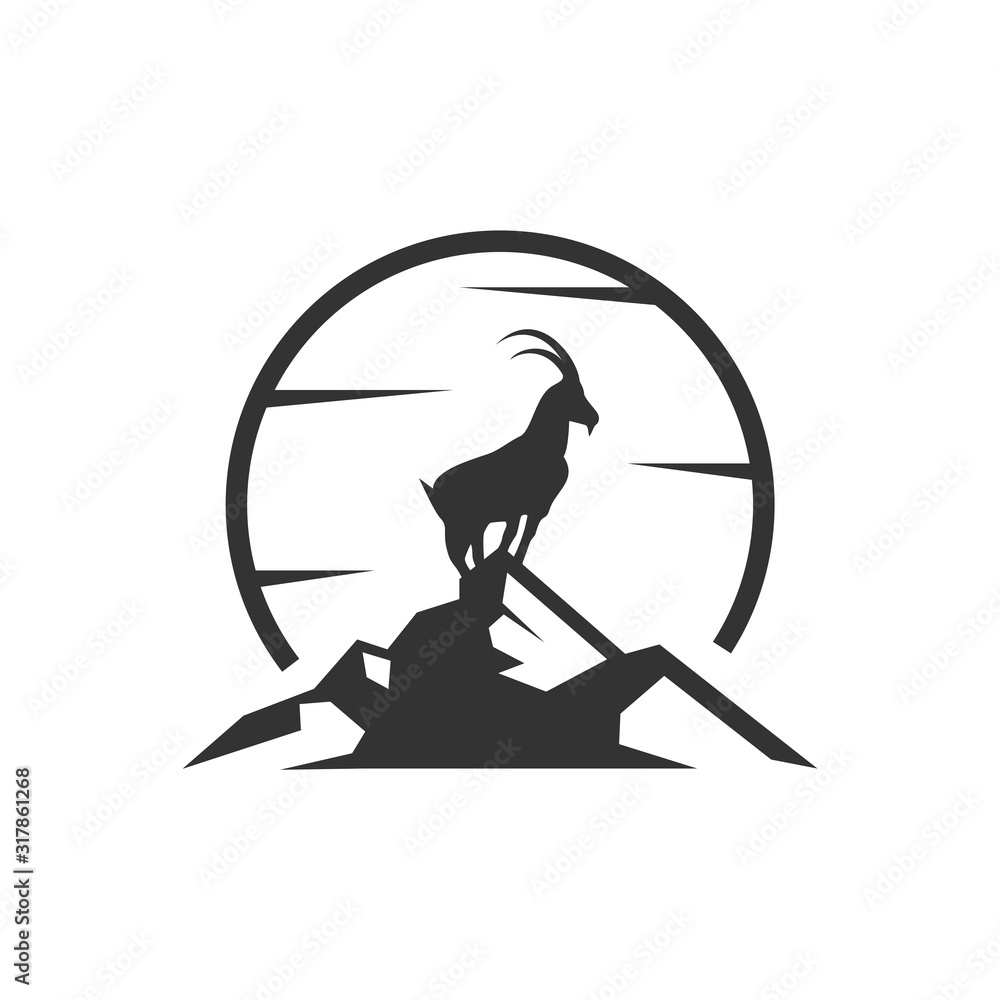 vector shape of a goat that is combined with nature has a unique, clean ...