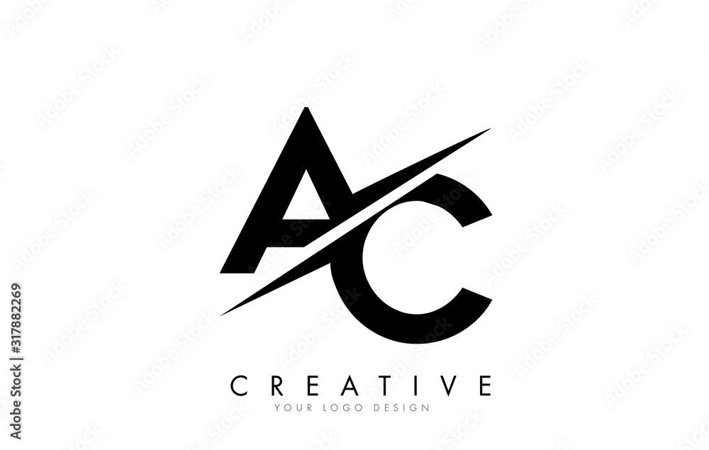 AC A C Letter Logo Design with a Creative Cut. Stock Vector | Adobe Stock