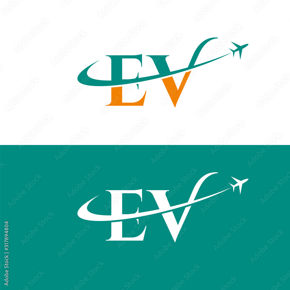 Letter EV Air Travel Logo Design Template Stock Vector | Adobe Stock
