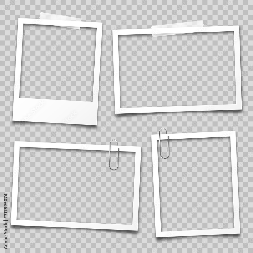 Photo & Art Print Realistic empty photo card frame, film set, 32 pixels