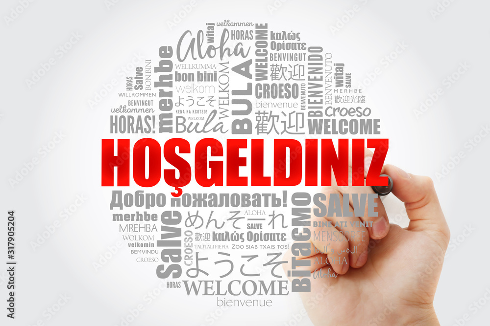 Hosgeldiniz (Welcome in Turkish) word cloud with marker in different ...