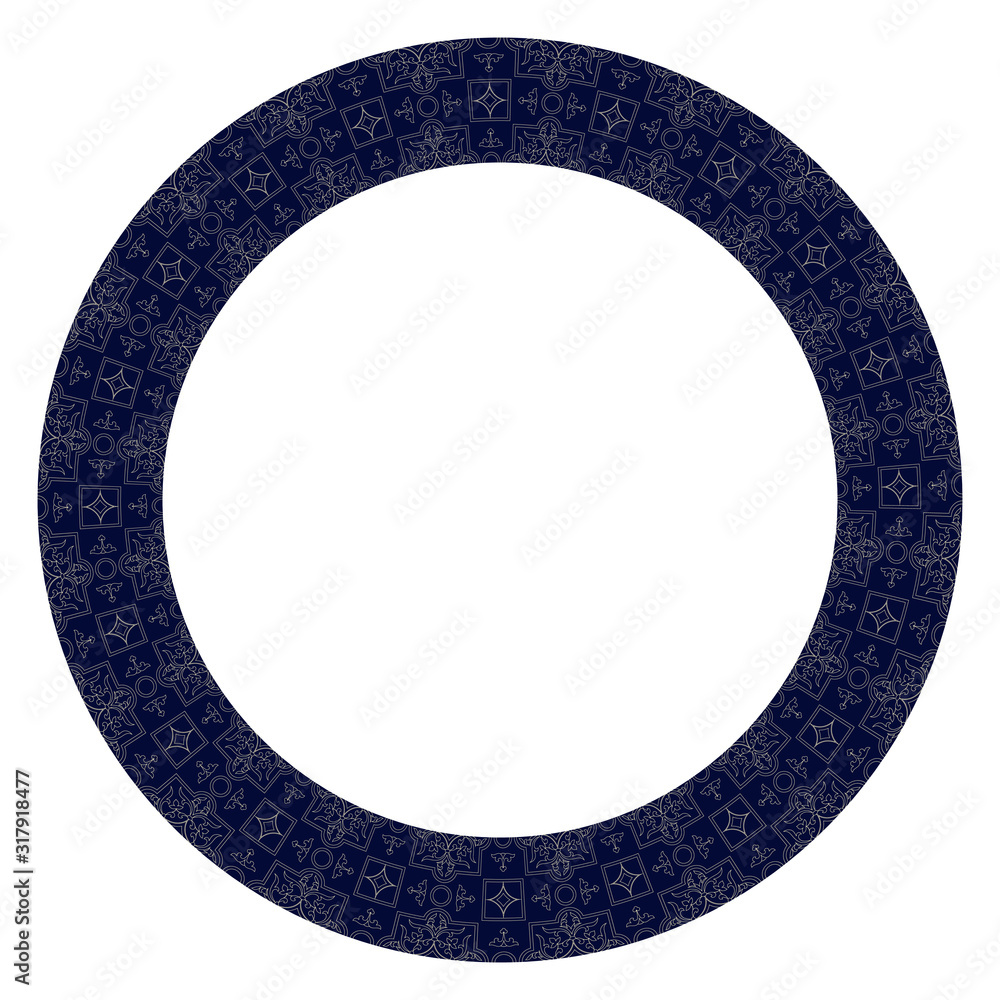 Round frame vector vintage pattern design template. Circle border ...