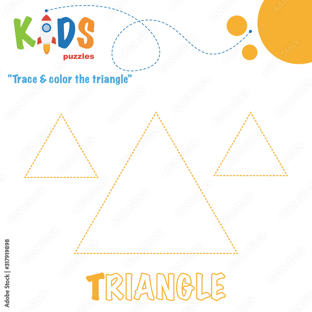 Trace & color the shape. Preschool worksheet practice. Printable easy ...