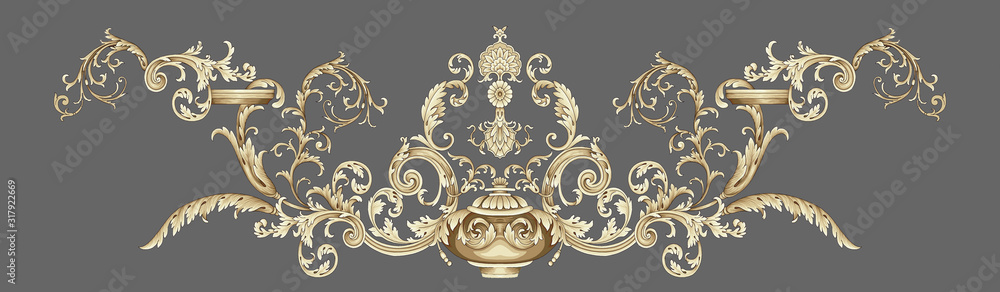 Decorative elegant luxury design.Vintage elements in baroque, rococo ...