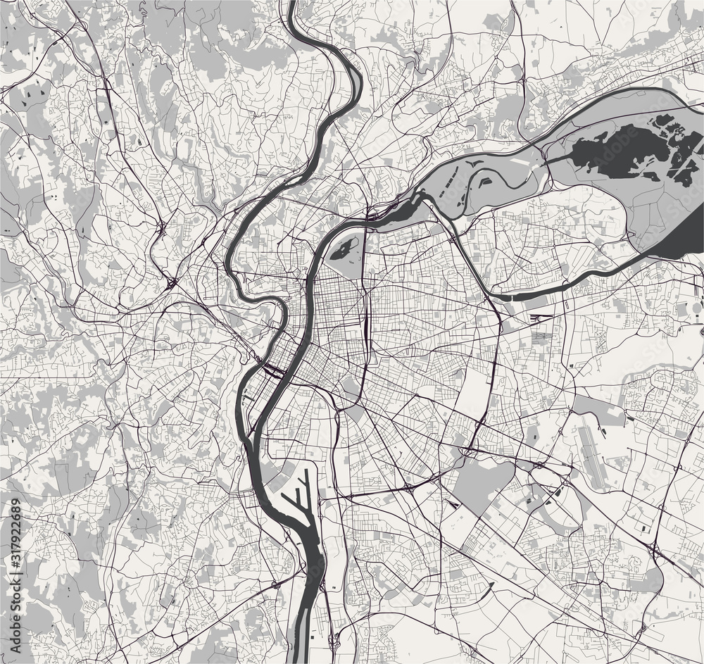 map of the city of Lyon, France Stock Vector | Adobe Stock