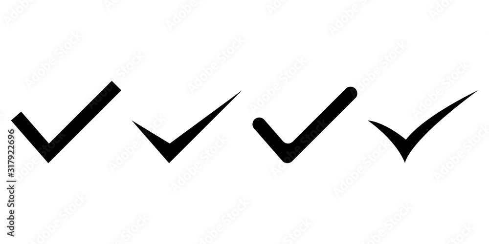 Collection of check mark signs. Confirmation mark. Vector illustration ...