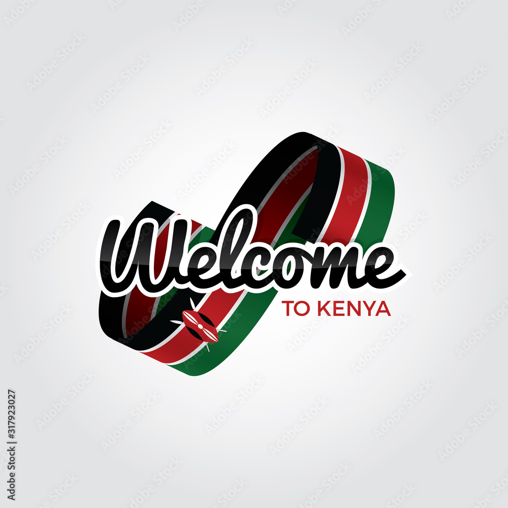 Welcome to Kenya symbol with flag, simple modern logo on white ...